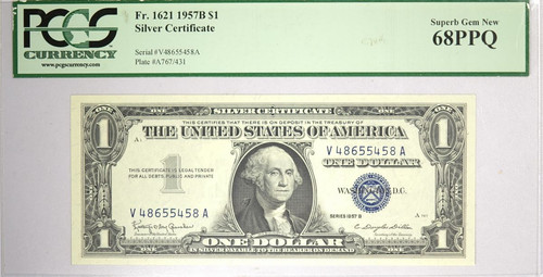 1957B $1 Silver Certificate PCGS MS68 PPQ | Lake Superior Coins