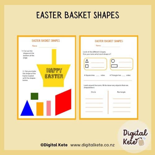 Easter Basket Shapes Worksheet | Digital Kete