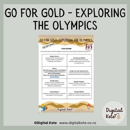 Go for Gold Exploring the Olympics Taskboard | Digital Kete