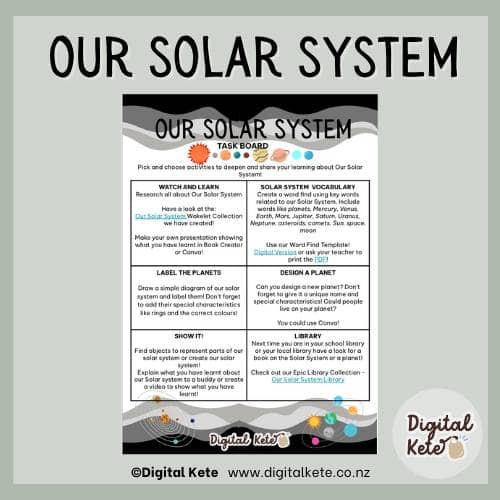 Our Solar System Taskboard | Digital Kete