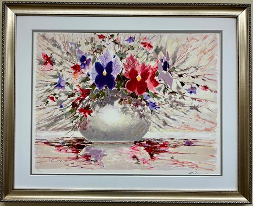 Nat Fein "Bouquet " Hand Signed & # Framed Litho Impressionist Floral ...
