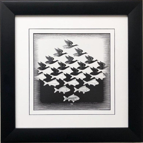 M.C.Escher "Sky and Water I" 1938 CUSTOM FRAMED Art | Marlin Art 8/2/21