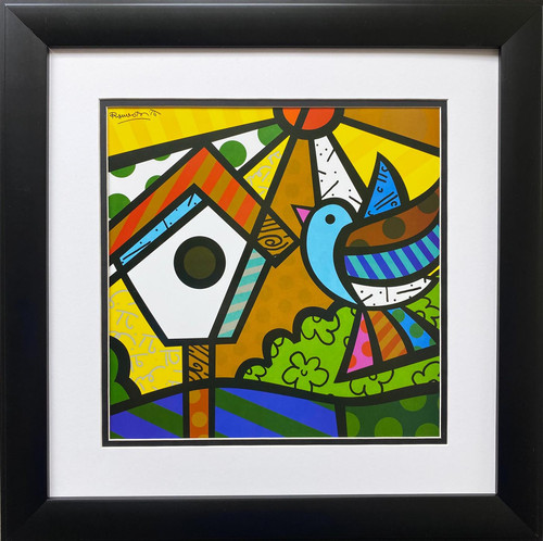 Romero Britto "Birds" Newly Custom FRAMED Pop ART PRINT | Marlin Art 8/2/21