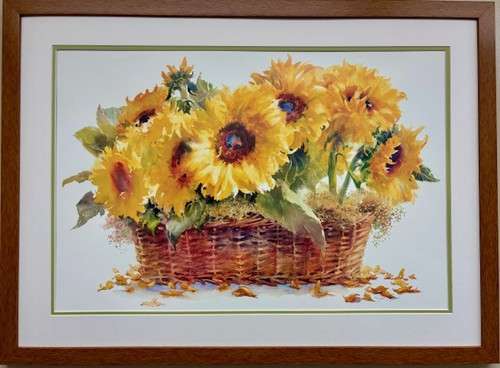 Ruth Baderian "Basket of Sunshine" Plate Signed Framed Sunflower Art ...