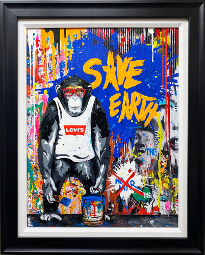 Yuvi "Save Earth" Signed & Embellished # Giclee Custom Graffiti Framed ...