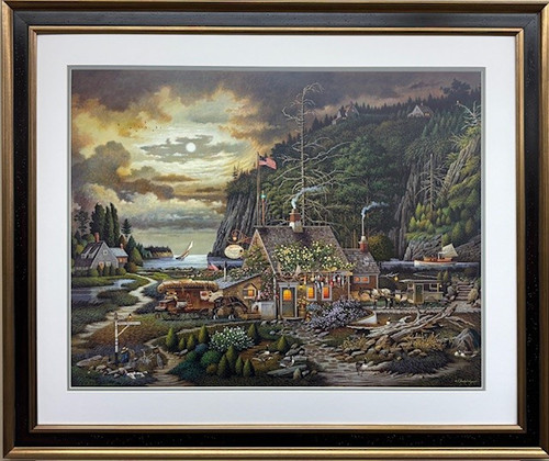 Charles Wysocki "Moonlight & Roses" FRAMED Plate Signed Primitive ...