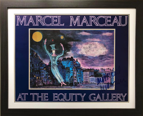 Marcel Marceau "The Mime" Hand Signed Framed Poster | Marlin Art 8/2/21