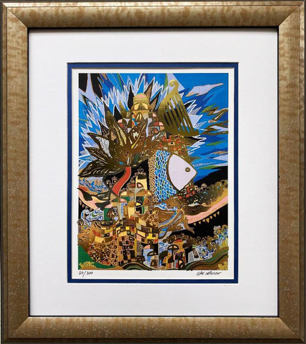 Ilan Hasson "David's Harp" FRAMED Signed & # Art | Marlin Art 8/2/21
