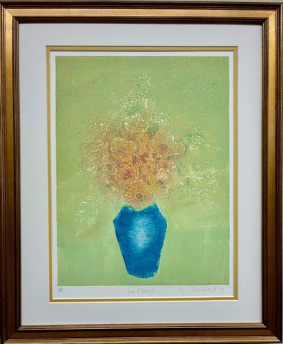 Ed Ward "Les Fleurs" Framed Hand Signed & Etching Mid Century Floral ...