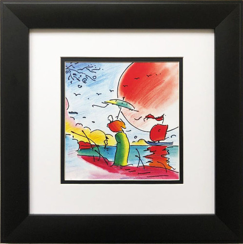 Peter Max "Man With Umbrella at Sunset" New FRAMED Art | Marlin Art 8/2/21