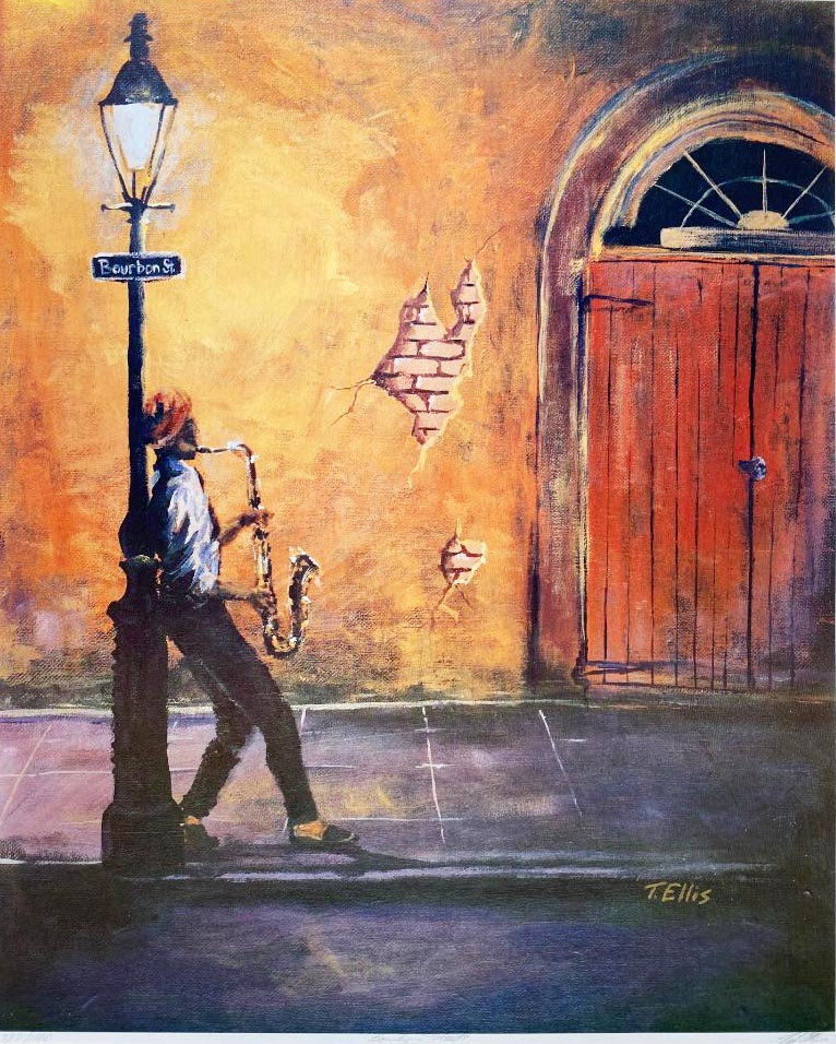 Ted Ellis "Bourbon Street" Signed & FRAMED Art | marlinartauction