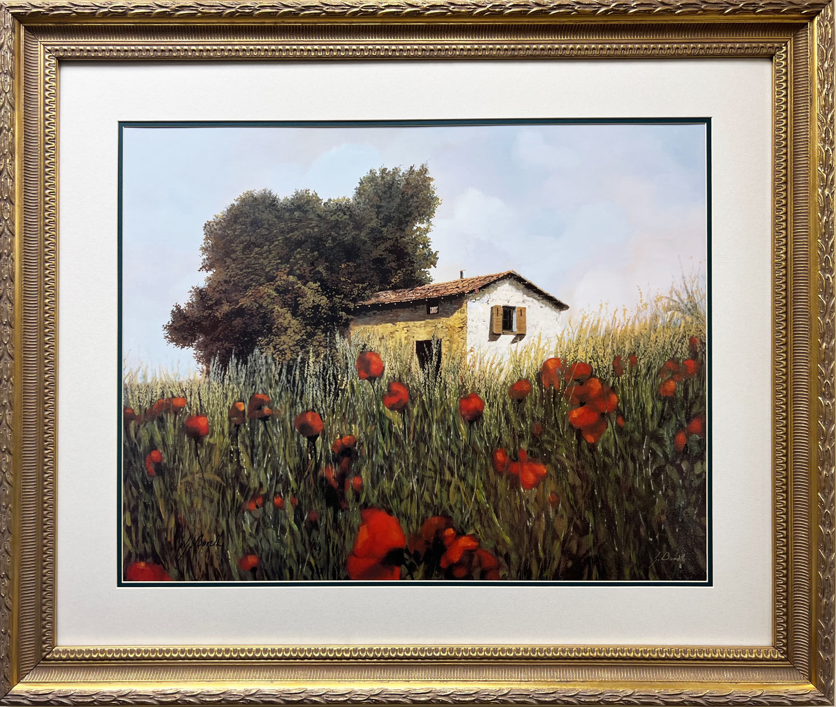 Guido Borelli "The House Among the Poppies" Custom Framed Signed Litho ...