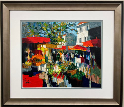 Claude Fauchere "Red Market Place" Signed & # Framed Serigraph Art ...