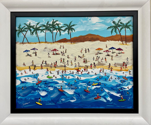 Lisa Levina "Eilat" HAND SIGNED ORIGINAL OIL FRAMED ART Israeli Beach ...