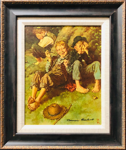 Norman Rockwell "How They Smoke Their First Pipe" Hand Signed ...