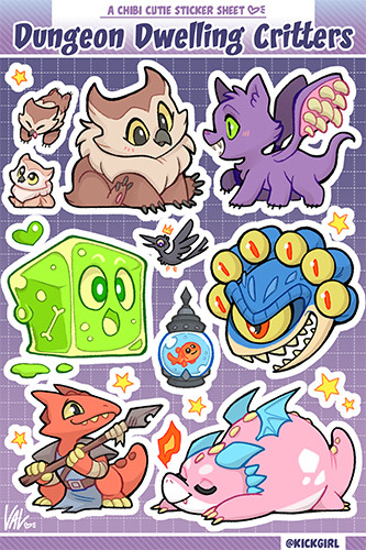 Dungeon Dwelling Critters - Sticker Sheet | valhochberg