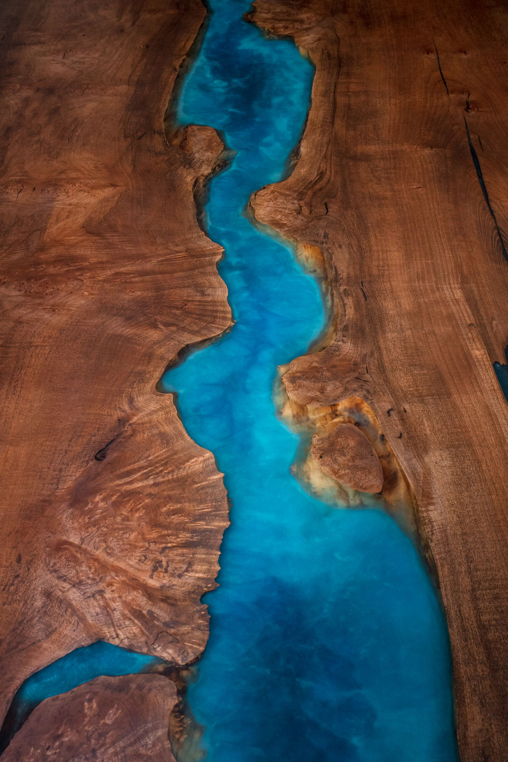 Maple Live Edge Resin River Conference Table, White Wax Finish w ...