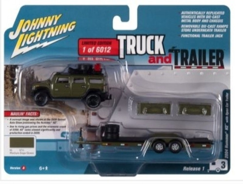 2004 Hummer H2 with Flatbed Trailer Forrest Green | B & B Farm Toys