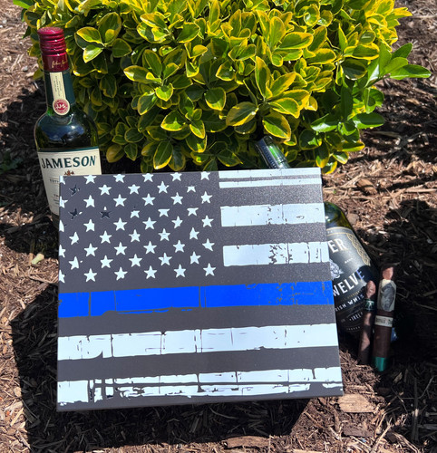 Cigar Humidor | Thin Blue Line American Flag | Saintlouistactical