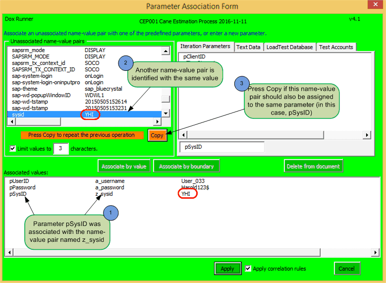 Parameter Association | docxrunner