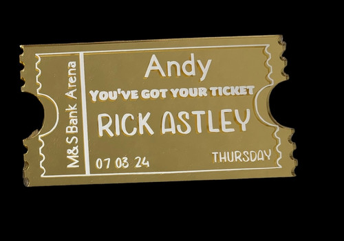 Personalised Acrylic Ticket | Anrheg Lulu