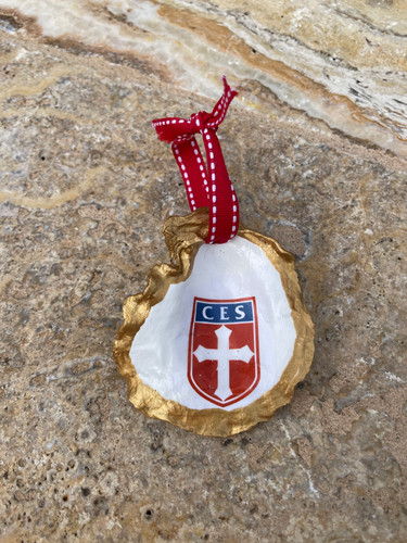 CES Crest Christmas Oyster Shell Ornament | Madame Coquille