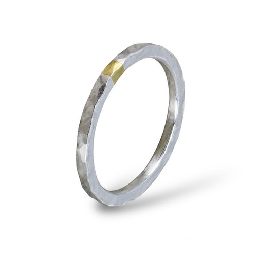 Hammered Silver & Gold 2mm Keum Boo Ring | lisacrockard