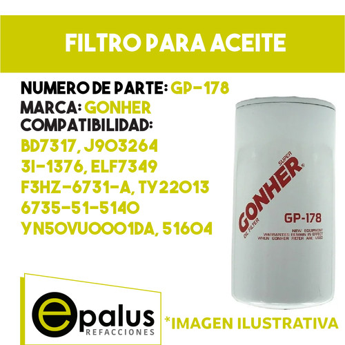 FILTRO DE ACEITE - PARTE: GP-178 | Epalus