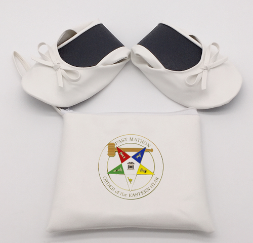 Past Matron OES carrying purse for foldable white flats | DK Masonic Greek