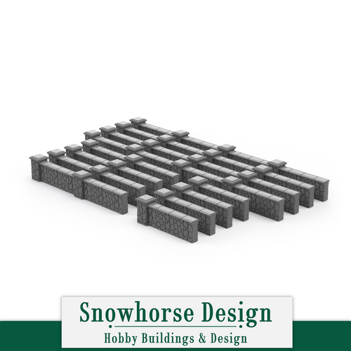 Stone Wall Sections (HO Scale 1:87) | Snowhorse Design