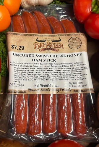 Honey Ham Sticks with Swiss Cheese | Big Steer Meats