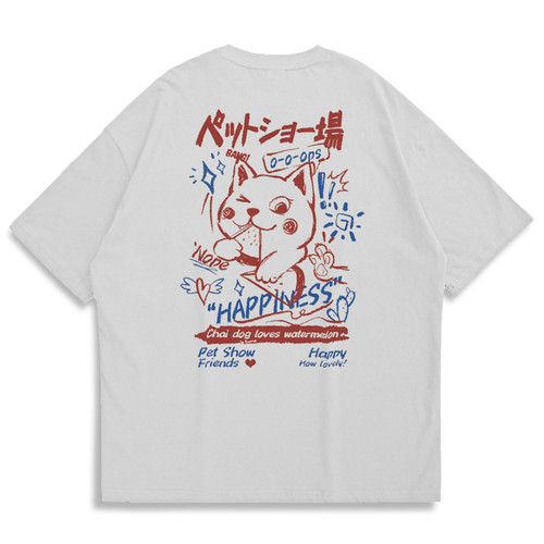 【Creeps Original】Shiba and Watermelon Oversized Printed T-shirt ...
