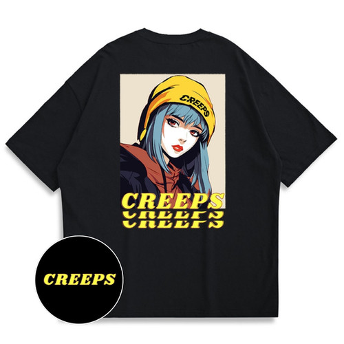 【Creeps Original】ART Girl V1 Oversized Printed T-shirt | CREEPS-STORE