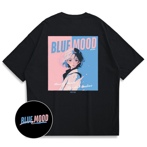 【Creeps Original】Blue Mood Oversized Printed T-shirt | CREEPS-STORE