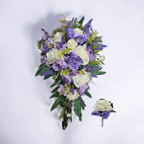 White Rose & Purple Bridal Package | The Styled Bouquet