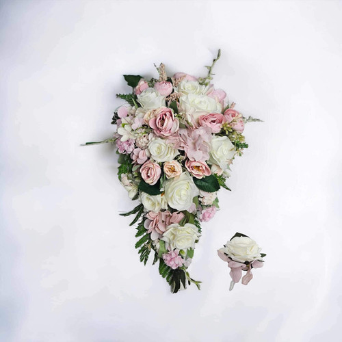 White & Baby Pink Rose Bridal Package | The Styled Bouquet