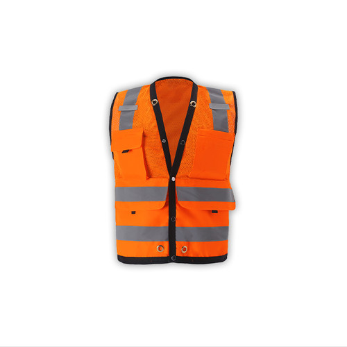 SURV322C-2 High Visibility Surveyor Vest, Class 2, Orange, Snap Closure ...