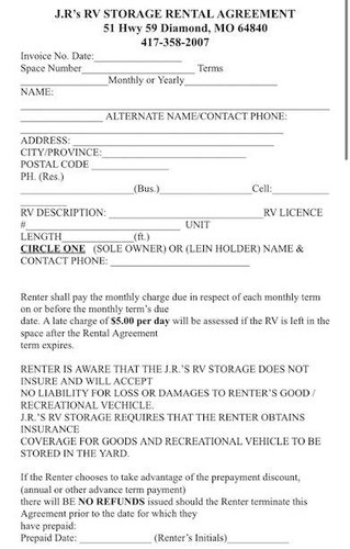 JR's RV Storage Contract page | JRs Western Store
