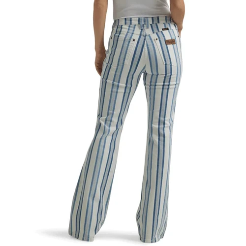 Wrangler Blue & White Stripe Flare Jeans | JRs Western Store