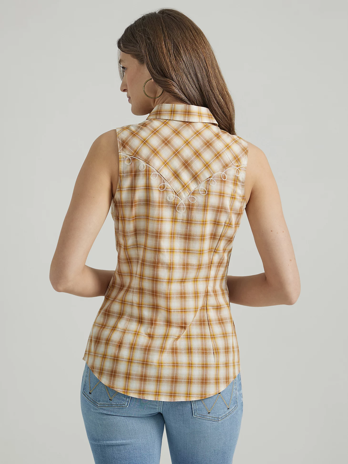 WOMEN'S WRANGLER PLAID SLIM RODEO SNAP SHIRT IN YELLOW | JRs Western Store