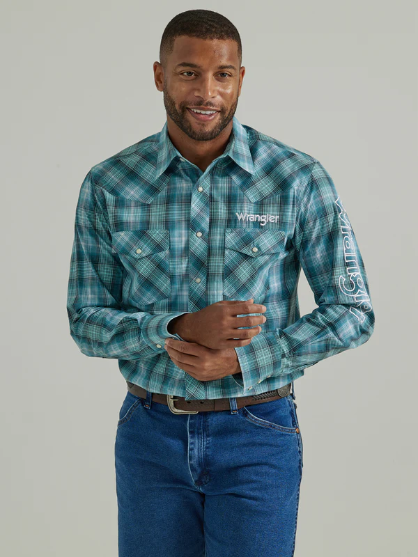 Wrangler Western Logo Long Sleeve Snap Shirt Jrs Western Store