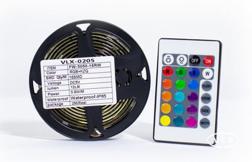 5V 5050 IP65 16LED RGB 2M | vlxledexcellence