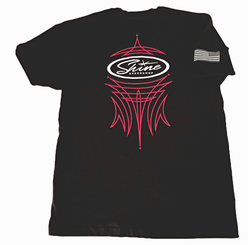 Shine Pinstripe Flag T-Shirt - Black | Shine Speedshop