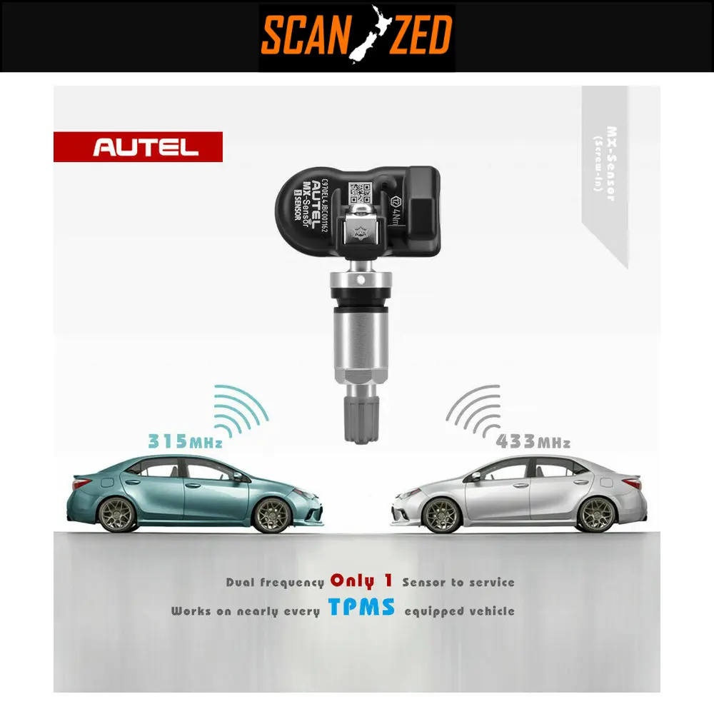 Autel Metal MX-Sensor 433/315 MHZ 2 in 1 Universal Programmable TPMS Se ...