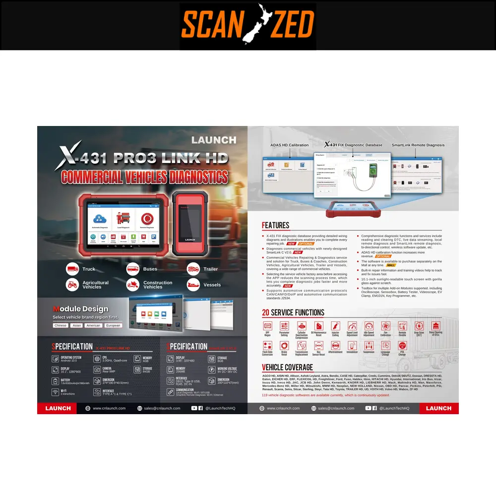 LAUNCH X431 PRO3 LINK HD with SmartLink v2 | scaNZed| Auckland NZ