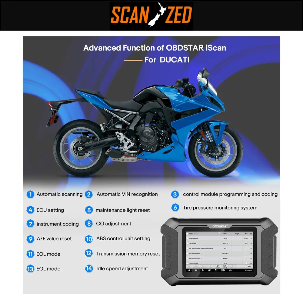 OBDSTAR iScan Diagnostic Scan Tool For Ducati Motorcycle | scaNZed ...