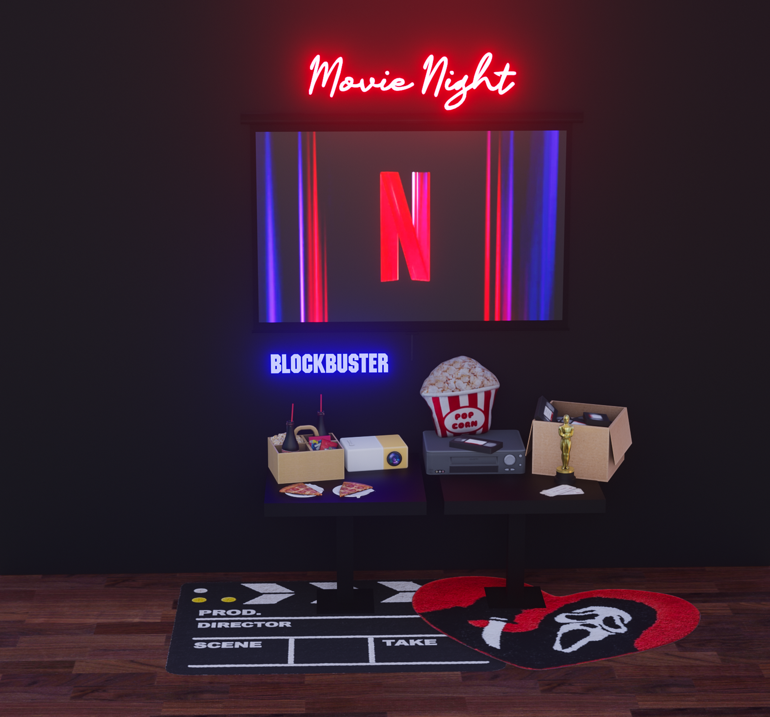 The Sims 4 Movie Night CC Pack (Maxis Match Furniture Set)