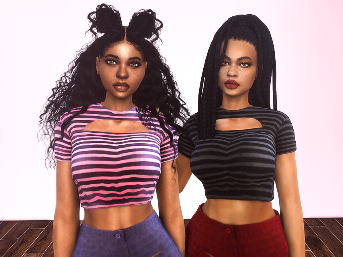 Stripe Cut Out Crop Top