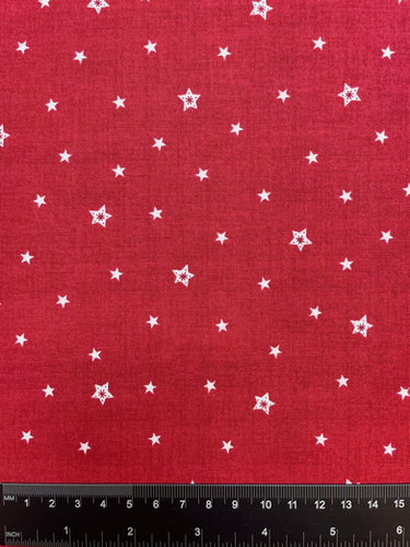 Scandi Stars Red Christmas 100% Cotton Fabric | MASONS