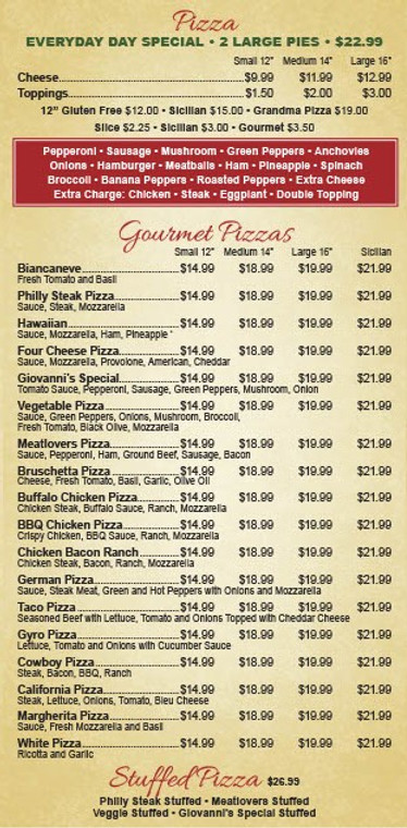 Menu | Giovanni's Pizza